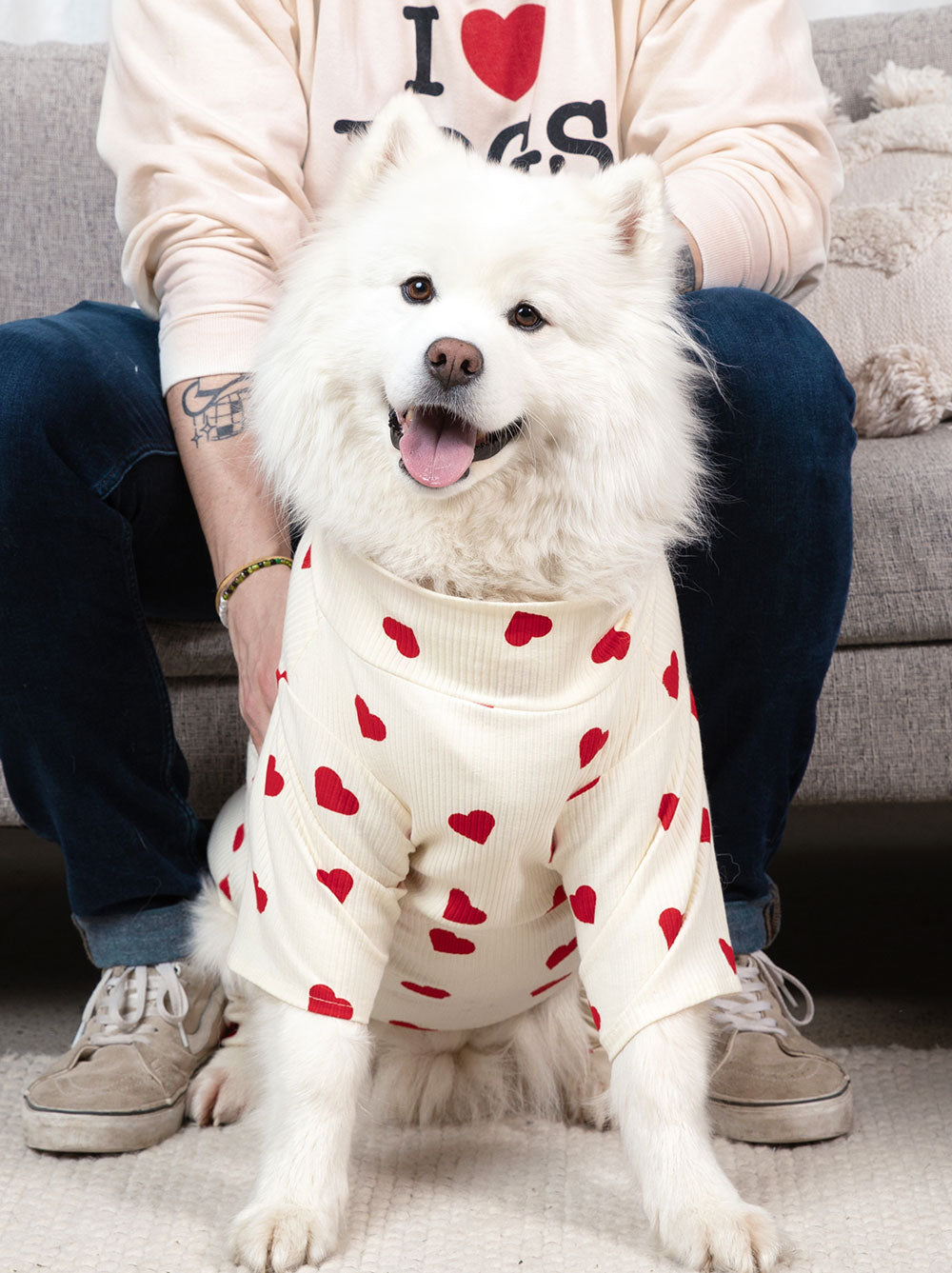 Love Bug Onesie by Dog Threads | Heart Print Dog Pajama from Good ...