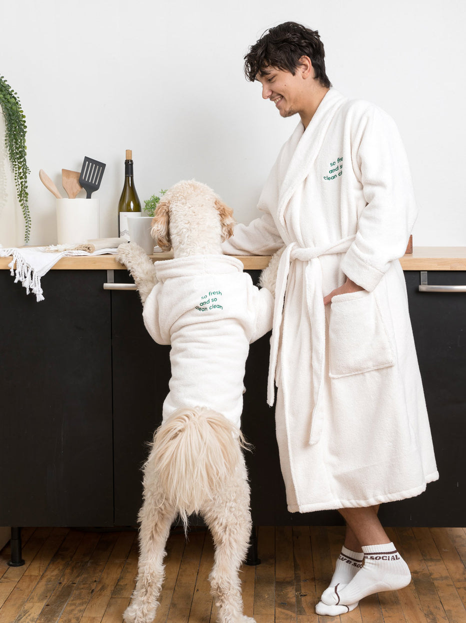 Plush Dog Robe by Dog Threads | Matching Dog & Owner Bath Robe Outfit ...